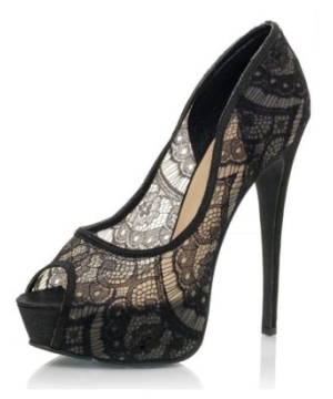Adult Black Olivia Sheer Lace Pumps Shoes - Halloween Costumes