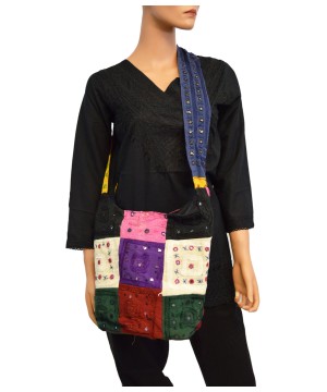 Handmade Mirror Work Art Multicolor Shoulder Bag - General Category