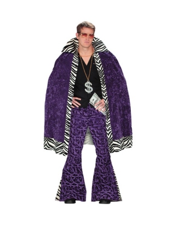 Adult Zebra Pimp Cape - Men Halloween Costume