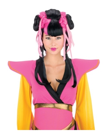 Couture Geisha Wig Pink/black - Geisha Geisha Costume