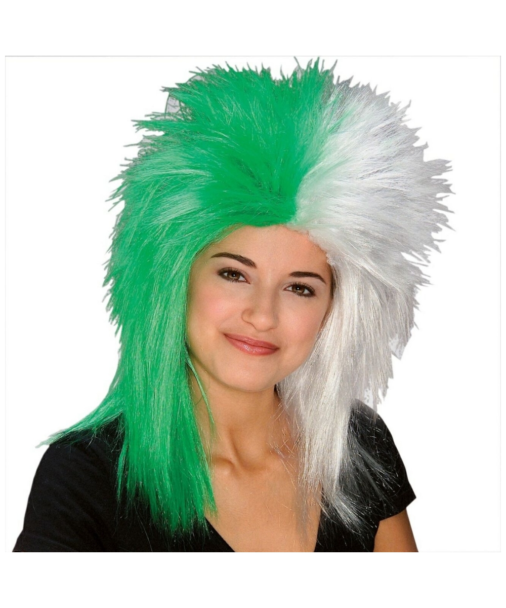 Green And White Sports Fanatic Wig - Adult Wig - Halloween Wig at ...