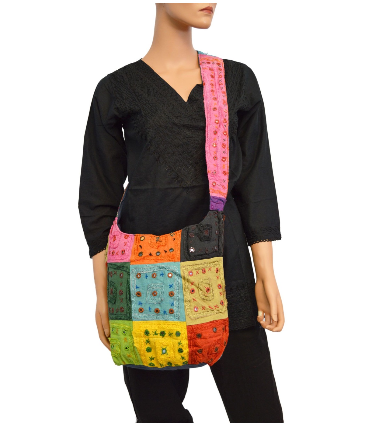 Handmade Mirror Work Art Multicolor Shoulder Bag - General Category