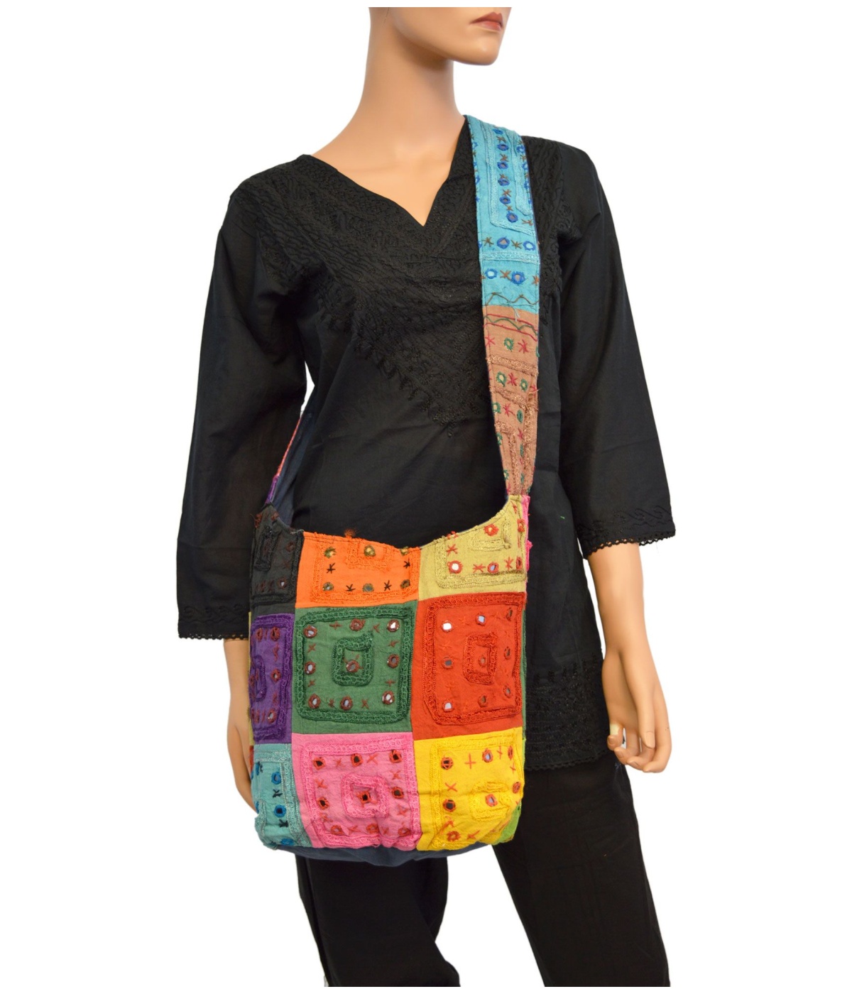 Handmade Mirror Work Art Multicolor Shoulder Bag - General Category