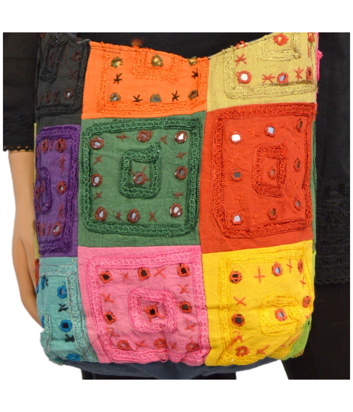Handmade Mirror Work Art Multicolor Shoulder Bag - General Category