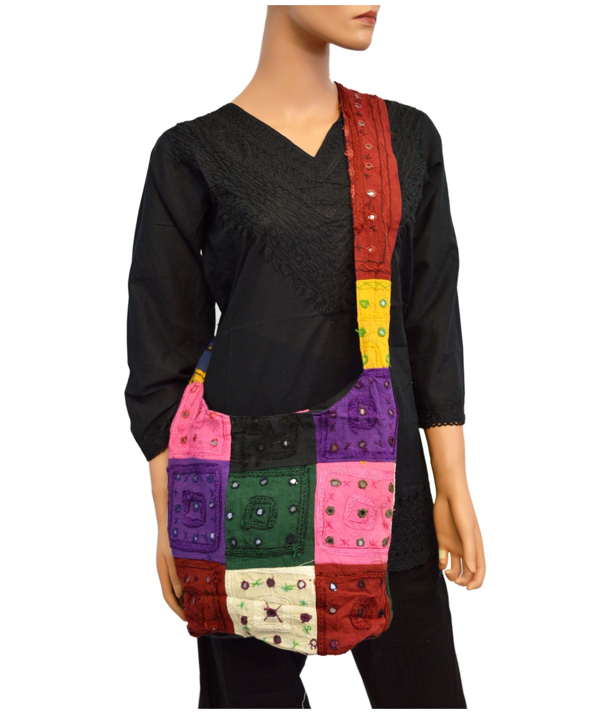 Handmade Mirror Work Art Multicolor Shoulder Bag - General Category