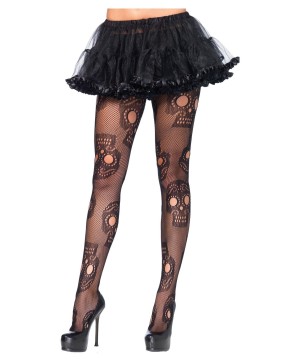 Sugar Skull Plus size Net Pantyhose - Accessories